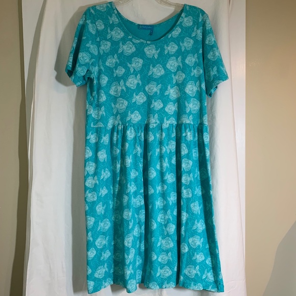 fresh produce | Dresses | Fresh Produce Aqua W White Fish Print Short ...